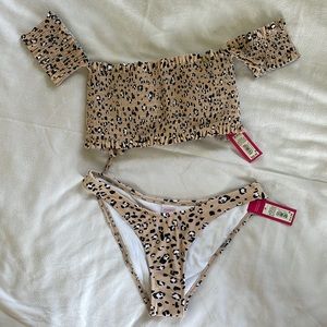 Xhilaration | Swim | Two Piece Off The Shoulder Cheetah Print Bikini ...